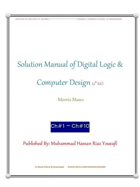 solution manual of digital logic and computer design by m moris2nd ed