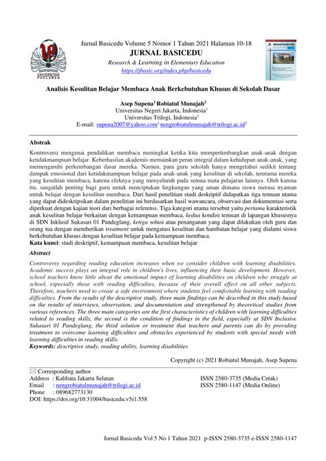(PDF) Analisis Kesulitan Belajar Membaca Anak Berkebutuhan Khusus di ...