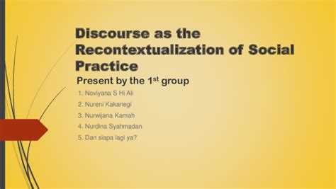 ppt discourse as the recontextualization of social practice pptx