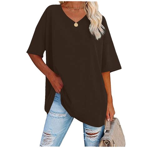 Brown T Shirts For Women Oversize T Shirt Womens Print Short Sleeve