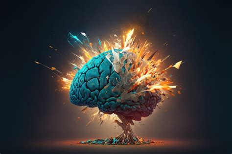 Concept Art Of A Human Brain Exploding With Knowledge And Creativity Generative Ai Stock