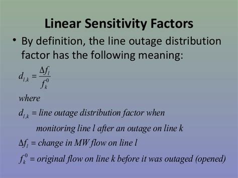 generation shift factor and line outage factor