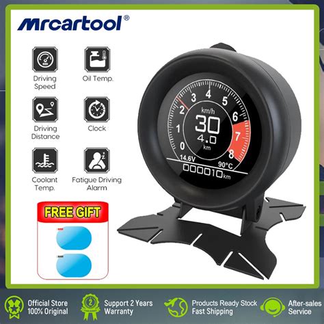 mrcartool m3 obd2 speedometer hud head up display digital oil water