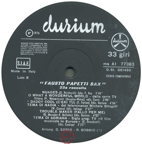 Оцифровка винила Fausto Papetti (1976) 23a Raccolta, ms AI 77383 купить ...