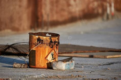 Rusty Bucket Remains At A Construction Site Stock Photo Image Of Decay Outside 302504158
