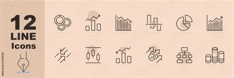 Graph Line Icon Set Work Function Plan Drawing Mathematics Diagram Schedule Work