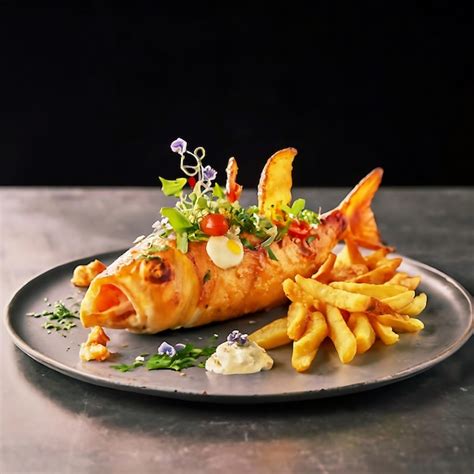 Premium Photo Food Photograph Featuring Classical Fish And Chips Crafted