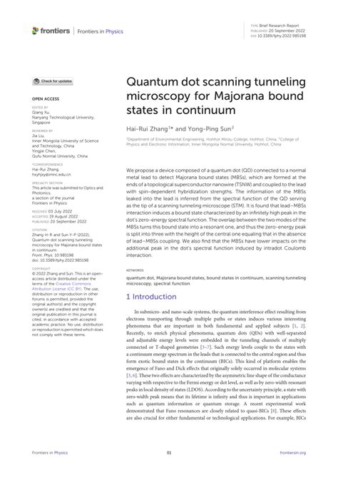 Pdf Quantum Dot Scanning Tunneling Microscopy For Majorana Bound States In Continuum