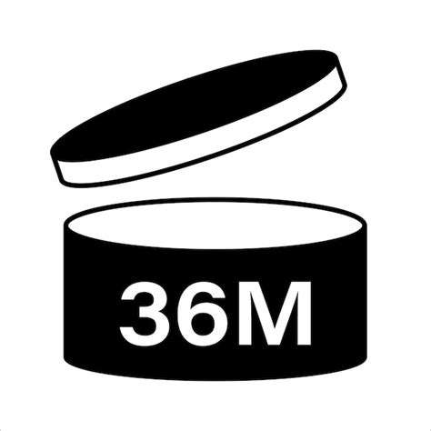 패키지 개봉 후 기간의 Pao 화장품 아이콘 표시 흰색 배경 벡터 일러스트 레이 션에 블랙 라벨 36 개월 만료를 연 후 만료 시간 프리미엄 벡터