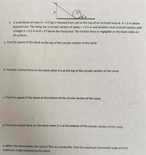 1 A Small Block Of Mass M05 Kg Is Released From Rest At The Top Of