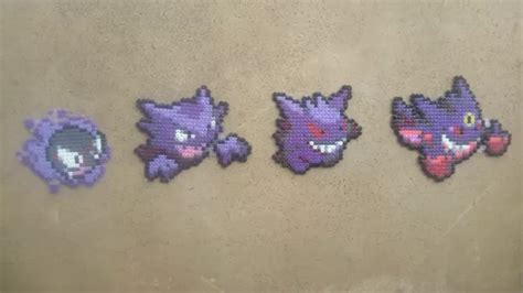 Gastly Haunter Gengar And The Mega Evolution Perler Beads Pixel Art