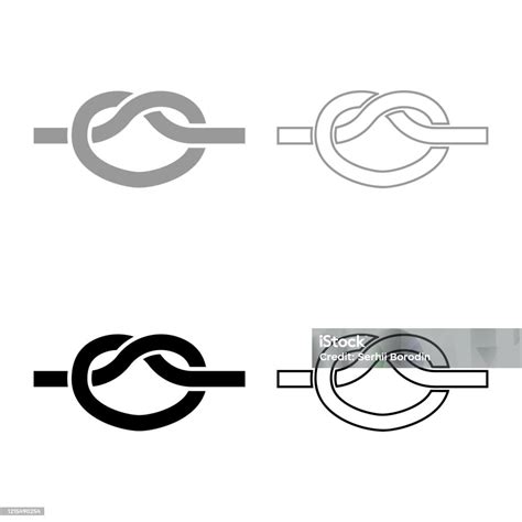매듭 로프 연결 노드 조인 개념 Noose 아이콘 윤곽 설정 블랙 그레이 컬러 벡터 일러스트 플랫 스타일 이미지 개념에 대한 스톡 벡터 아트 및 기타 이미지 Istock