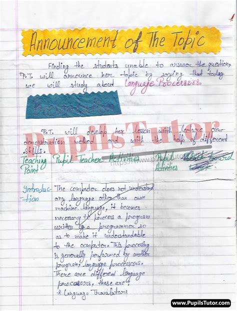 Language Processor Lesson Plan For Bed Deled And All School Teachers