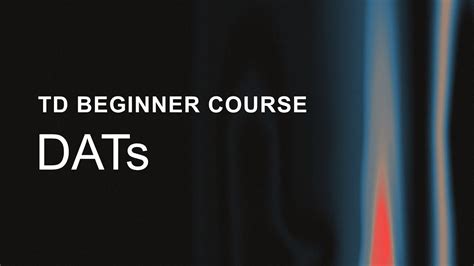 DATs TouchDesigner Beginner Course YouTube