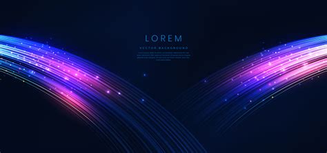 추상적인 기술은 진한 파란색 배경에 고속 효과가 있는 파란색과 빨간색 빛 곡선을 빛냅니다 0명에 대한 스톡 벡터 아트 및 기타 이미지 0명 가리기 가상현실 Istock