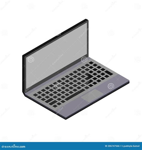 Computer Laptop Abstract Image Isometric D Front View Vector Illustration Of Portable