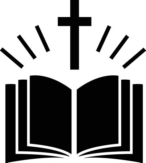 Emblem With Holy Bible And Cross Icon Religious Community Sign Open