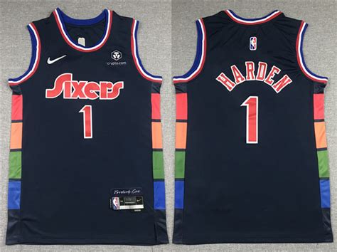 Philadelphia 76ers 1 James Harden 2021 22 Navy City Edition Swingman
