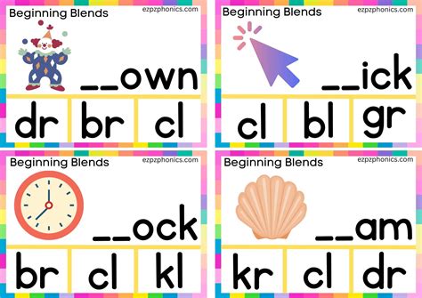Cl Beginning Blends Clip Cards Finish The Words And Clip The Correct Letters Set 2