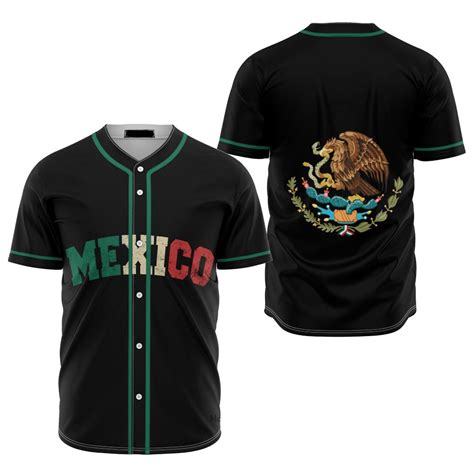 Mexican Baseball Jersey Proud Coat Of Arms Mexico Jersey Shirt Black U