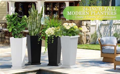 Tuyohw Set Of 2 Large Tall Planter For Indoor Or Outdoor