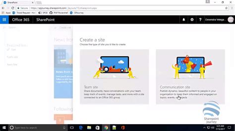 How To Create Communication Sites In Sharepoint Online Youtube
