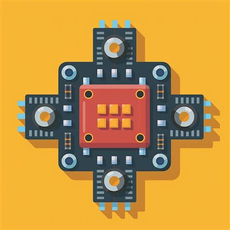 Ai Microchip Vector Icon On Flat Color Background Premium Ai