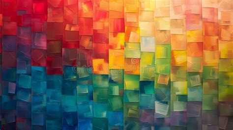 A Vibrant Abstract Mosaic Of Translucent Colored Squares Creating A Gradient Effect From Warm