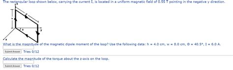 Solved The Rectangular Loop Shown Below Carrying The Chegg