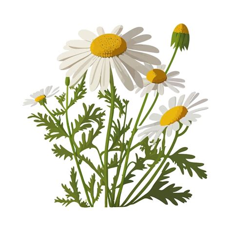 Premium Vector Camomile Flower On A White Background Handdrawn