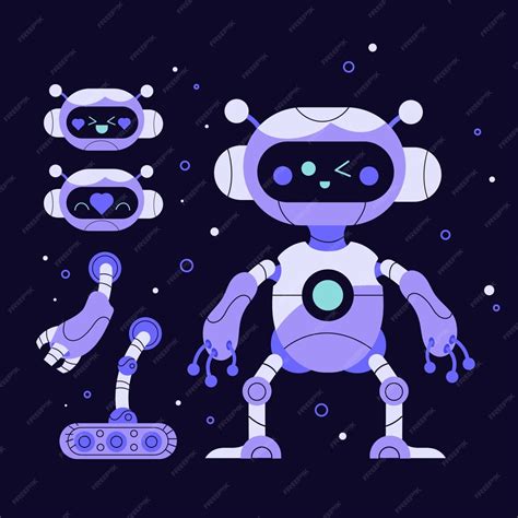 Premium Vector Robot Character Constructor Set Illustration