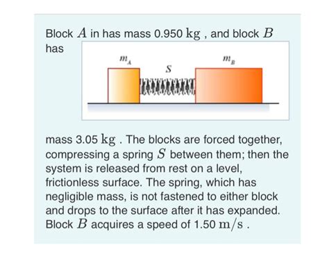 Solved Block A In Has Mass Kg And Block B Has Mass Chegg