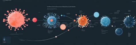 Illustrated Stages Of Virus Lifecycle Showcasing Penetration Replication And Spreading In