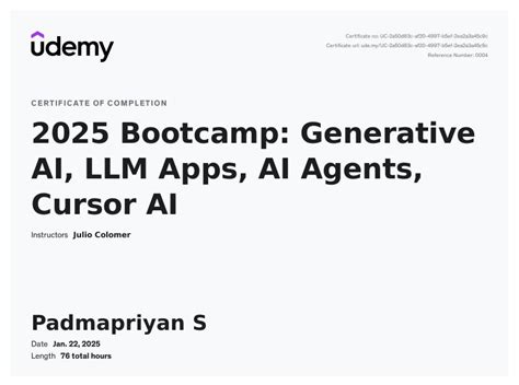 Genai Ai Machinelearning Certification Continuouslearning Datascience Padmapriyan S