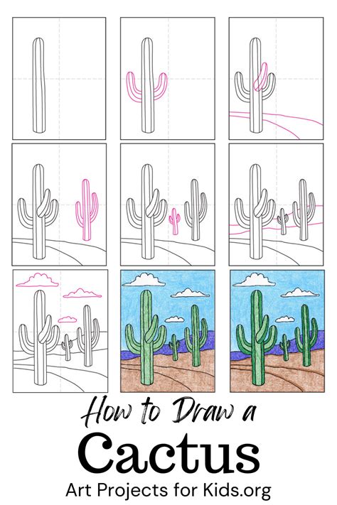 Easy How To Draw Cactus Tutorial And Cactus Coloring Page Artofit
