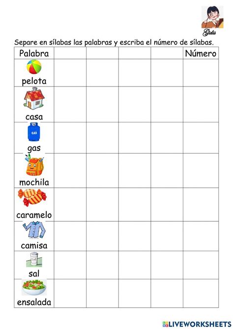 Separar En Sílabas Online Worksheet For Elemental 2 Julia Map