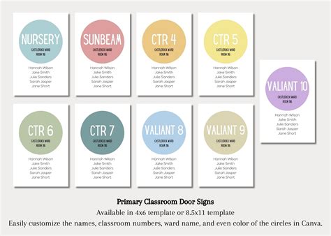Primary Classroom Door Signs Template Lds Primary Classroom Signs Primary Classes Door Signs
