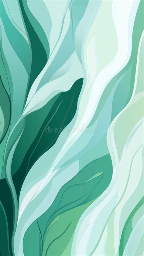 Smooth Flowing Lines In Shades Of Green And Turquoise Create An Abstract Dynamic Composition