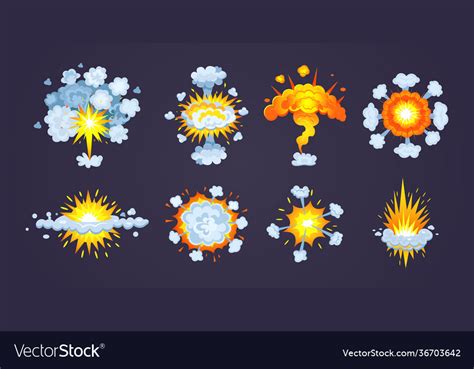 Animation For Game Explosion Effect Frame Vector Image