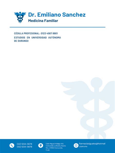 Membrete Medicina Simple Azul Y Blanco Pdf