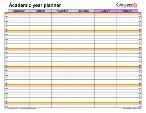 Academic Year Planners In Microsoft Word Format 36 Templates