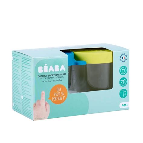Beaba Set Of 2 Superior Glass Container 150ml Blue 250ml Neon Shopee Malaysia
