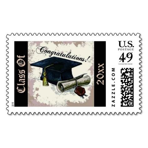 Graduation Class Cap And Diploma Postage Stamp Graduation Class Self