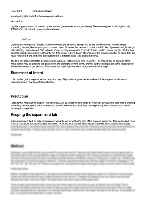 Solution Investigating Light And Refraction Using A Glass Block
