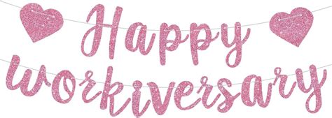 Richhha Pink Glitter Happy Workiversary Banner No Diy