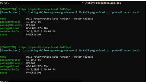 powerprotect data manager staging upgrade packages via the rest api