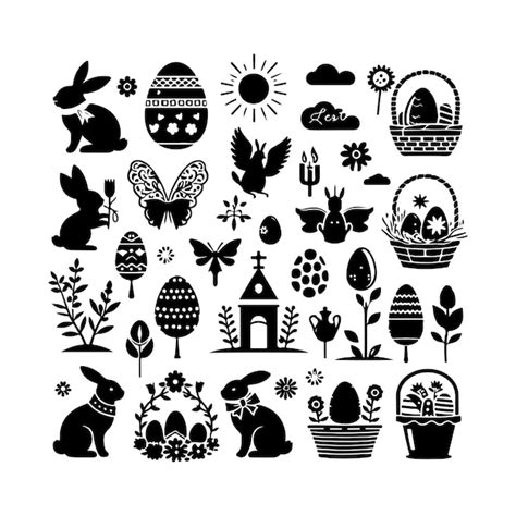 Premium Vector Monochrome Easter Vector Happy Easter Silhouettes