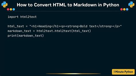 How To Convert Html To Markdown In Python Youtube
