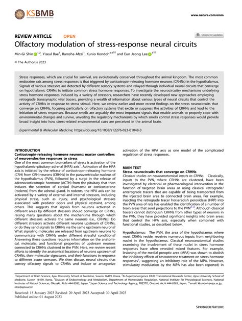 Pdf Olfactory Modulation Of Stress Response Neural Circuits