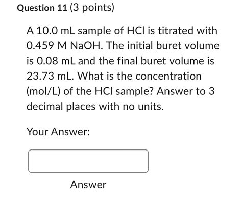 Solved A ML Sample Of HCl Is Titrated With MNaOH Chegg Com